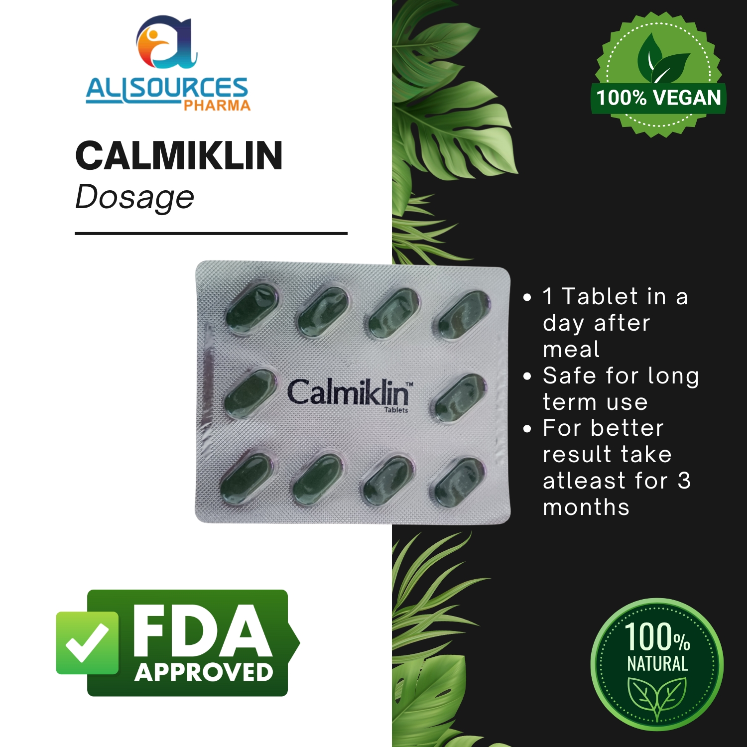 Calmiklin Tablets - Natural Herbal Formula for Calm and Relaxation